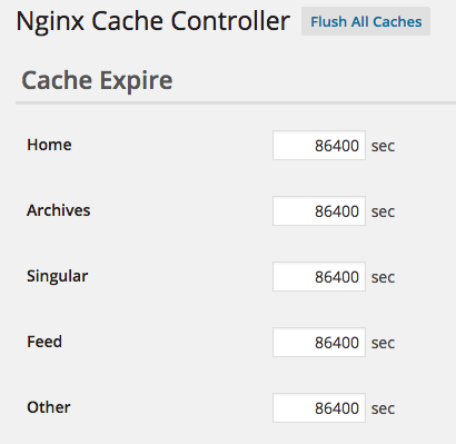 Using the AMIMOTO NGINX Cache Controller WordPress Plugin and settings